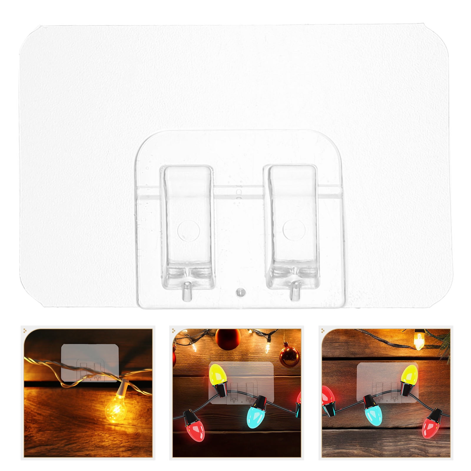 UPOUART 50pcs Adhesive Hooks PC Sticky Clips for Hanging Lights and ...