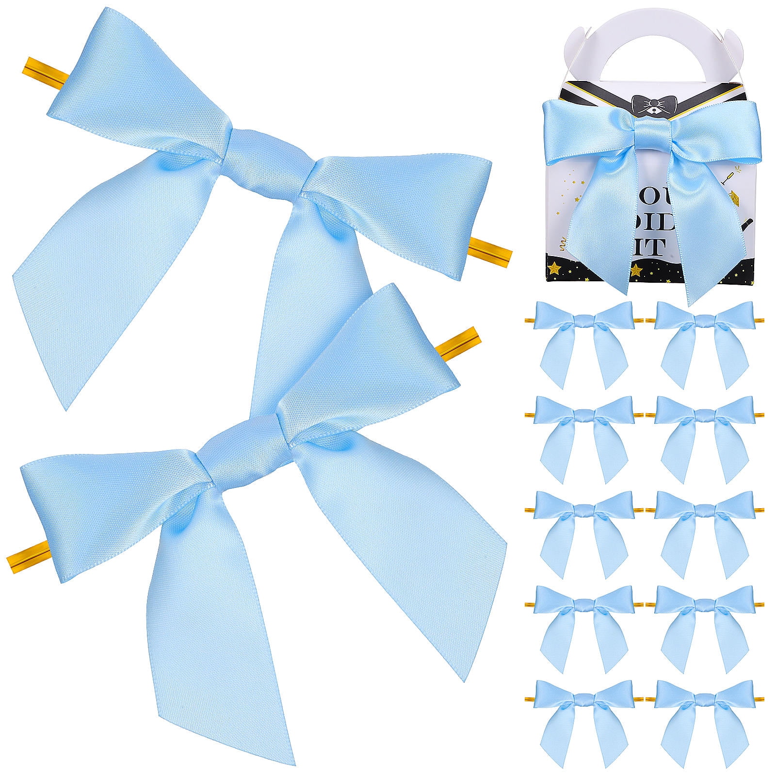 UPOUART 50pcs Decorative Bow Wrapping Sky Blue Craft Bows for Weddings ...