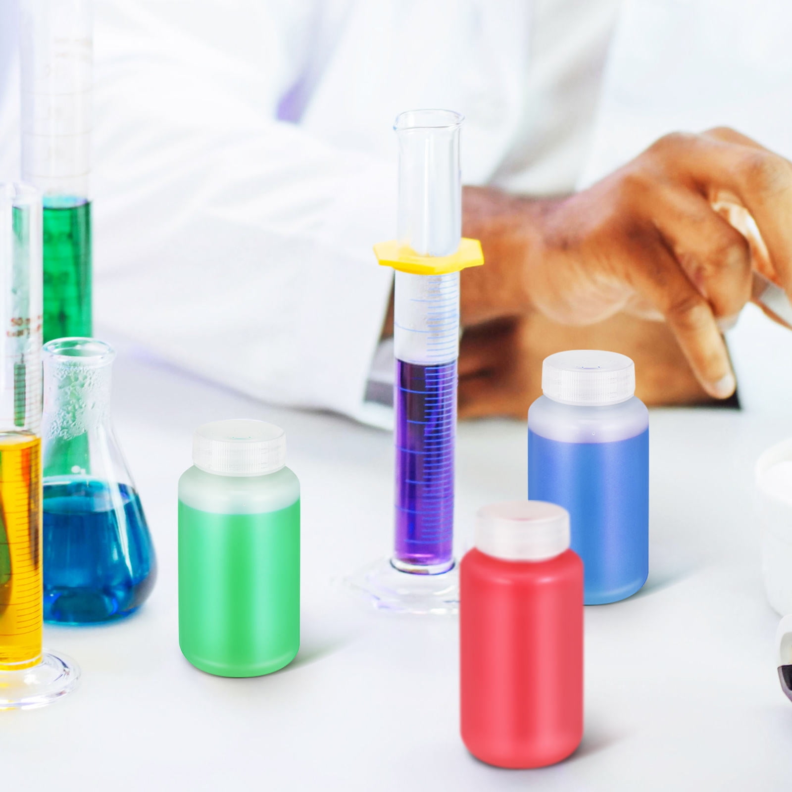 UPOUART 5Pcs Lab Storage Sample Bottles Plastic Wide Mouth Vials with ...