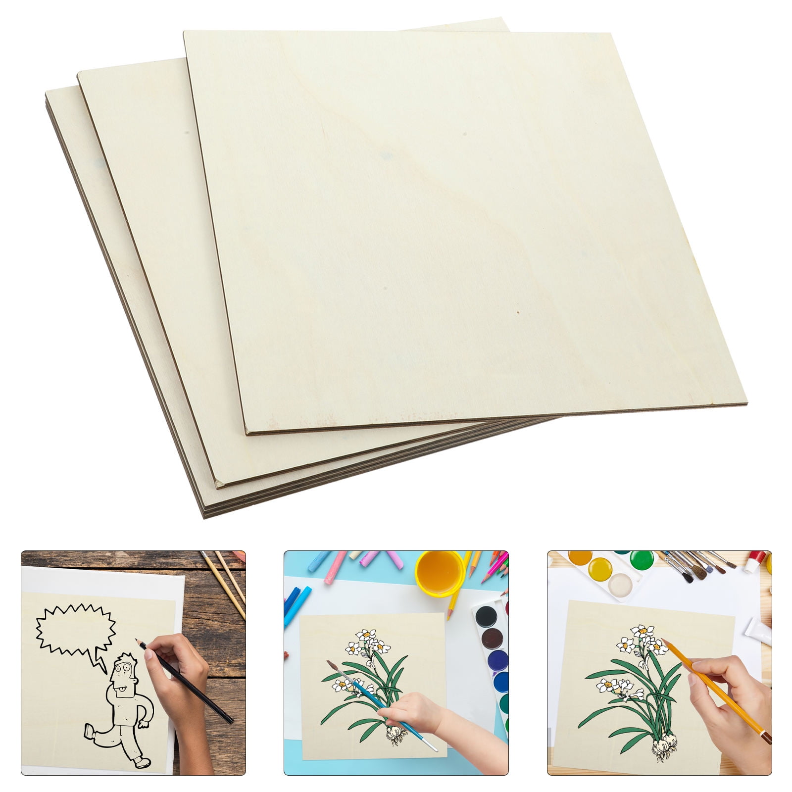 UPOUART 5pcs Assorted Color Unfinished Wood Sheets for DIY Decoration ...