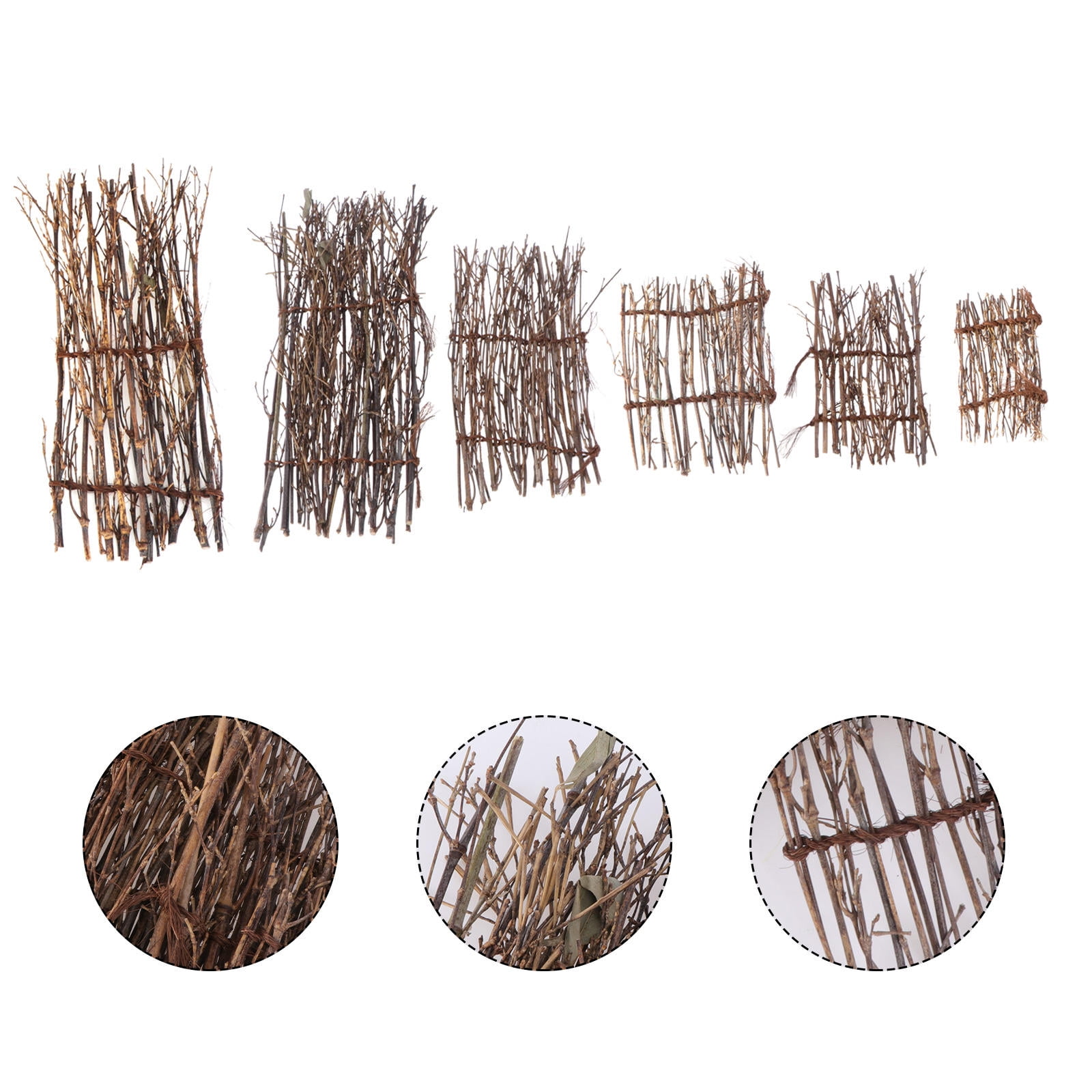 UPOUART Model Village Fencing Bamboo Fence Mat Brown 6PCS Micro ...