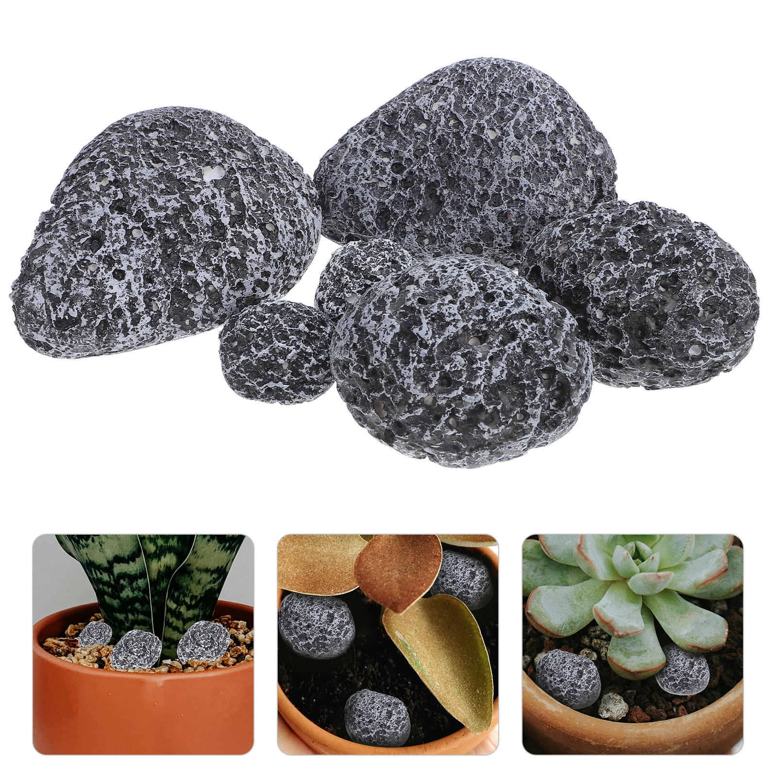 UPOUART 6pcs Grey Foam Faux Rocks Realistic Appearance Indoor Outdoor Decor - Walmart.com