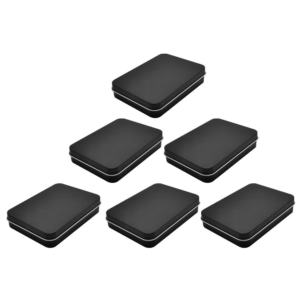 UPOUART 6Pcs Small Metal Storage Boxes Black with Hinged Lids Modern ...