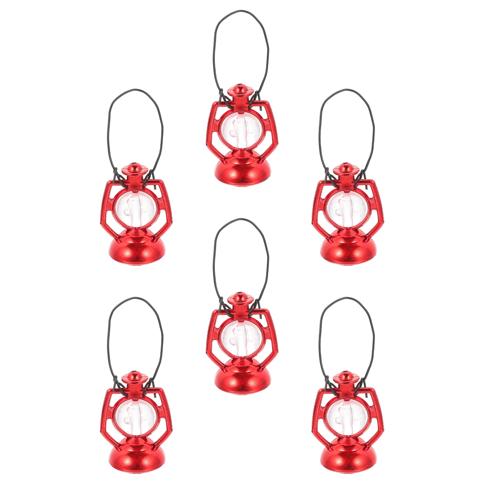 UPOUART 6Pcs Red Plastic Miniature Kerosene Lamp Miniature Simulation ...