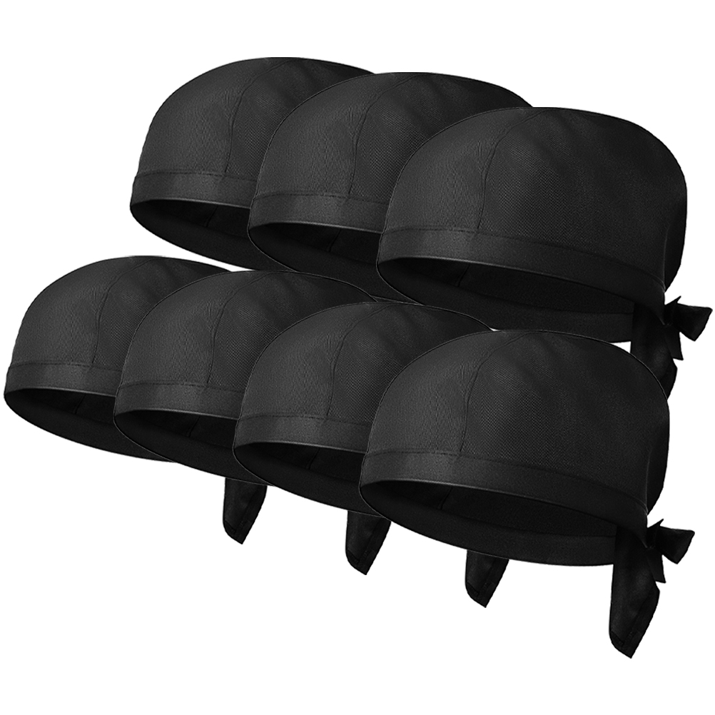UPOUART 7Pcs Restaurant Chef Hat for Bakers and Waiters Black Cotton ...