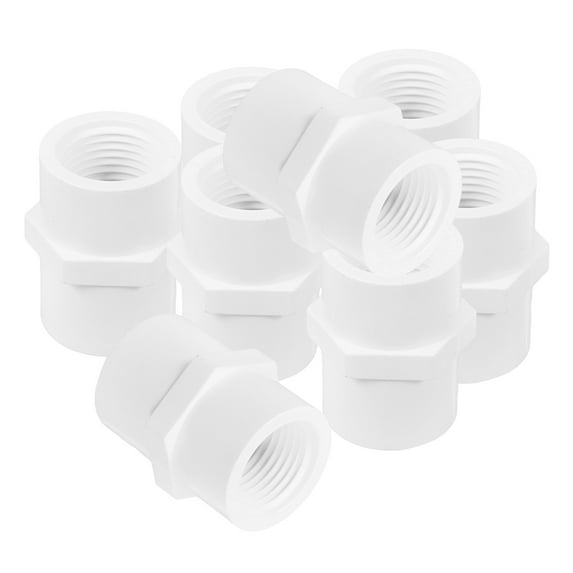 UPOUART 8Pcs White PVC Pipe Coupling with Internal Threads Slip Socket ...