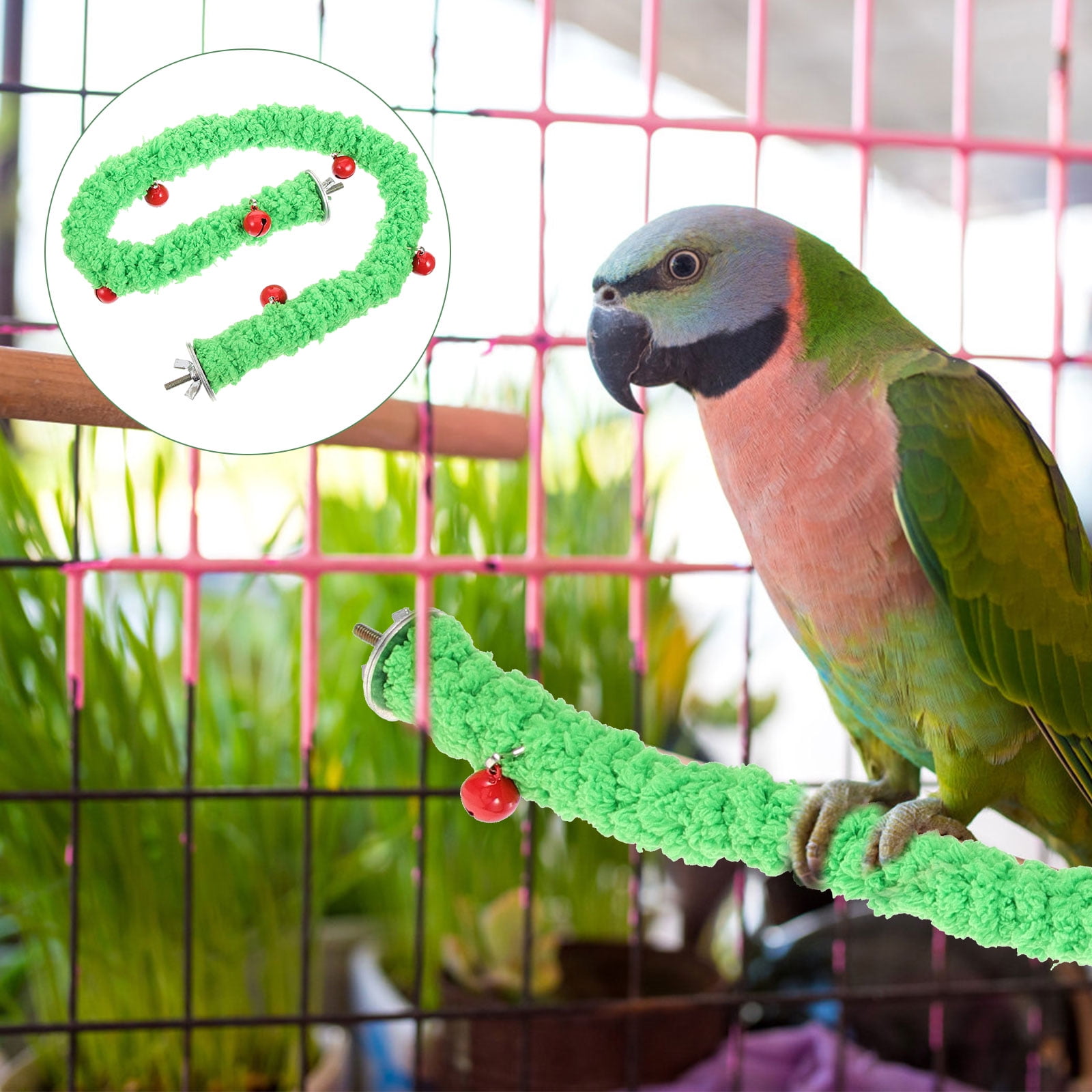 UPOUART Green Parrot Perch Stand for Bird Cage with Stable Fixing for ...