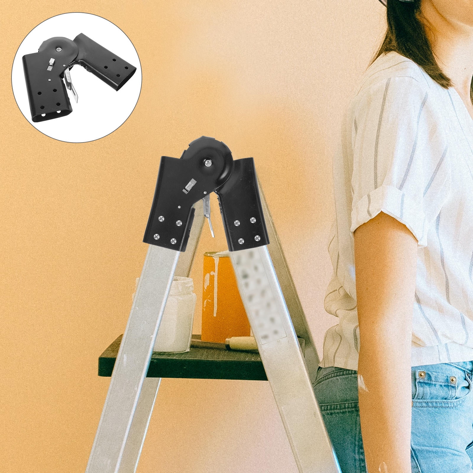 UPOUART Attic Stairs Hinges Ladder Hinge Black Aluminum Alloy 1 Set ...