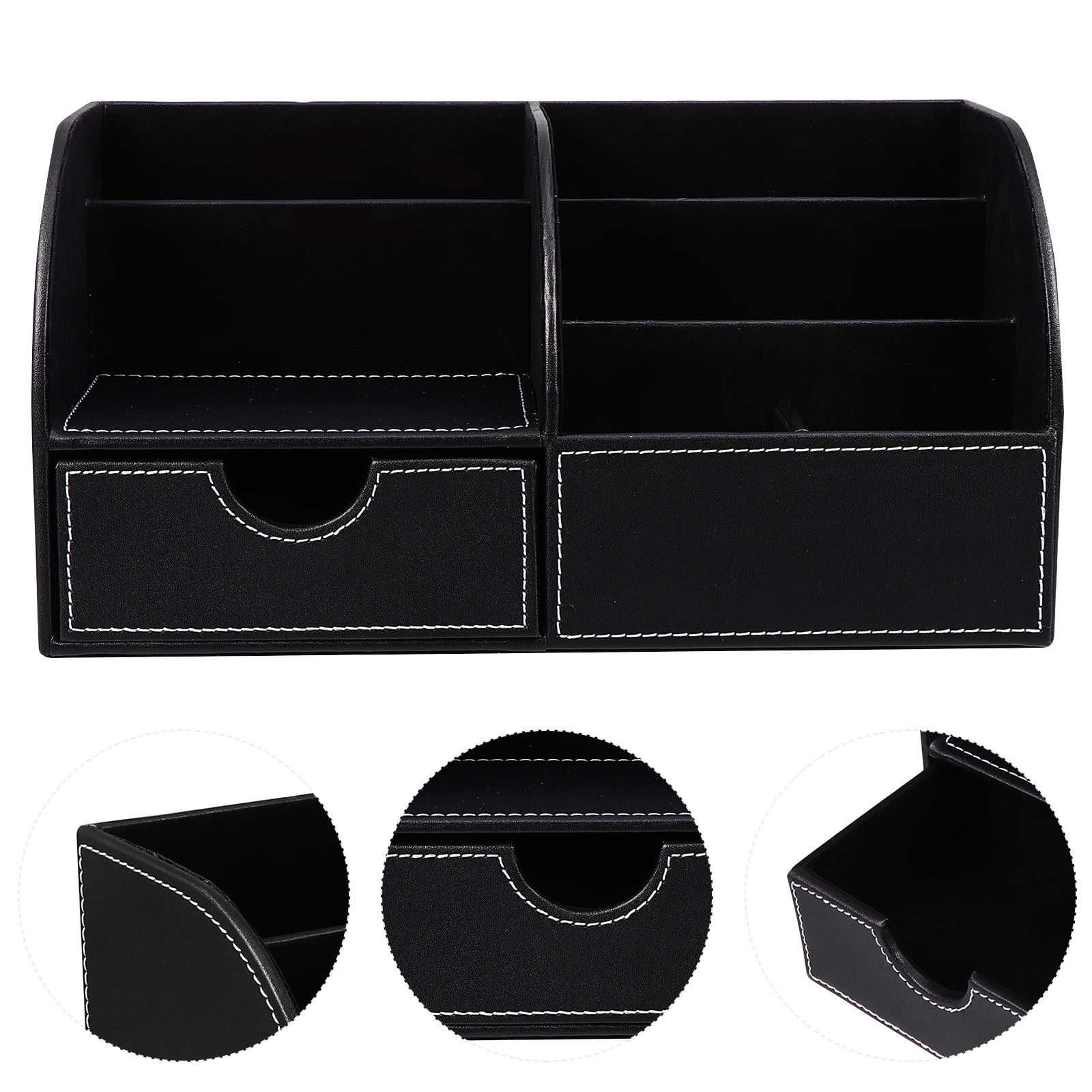UPOUART Black PU Pen Holder Box for Office and Stationery Storage ...