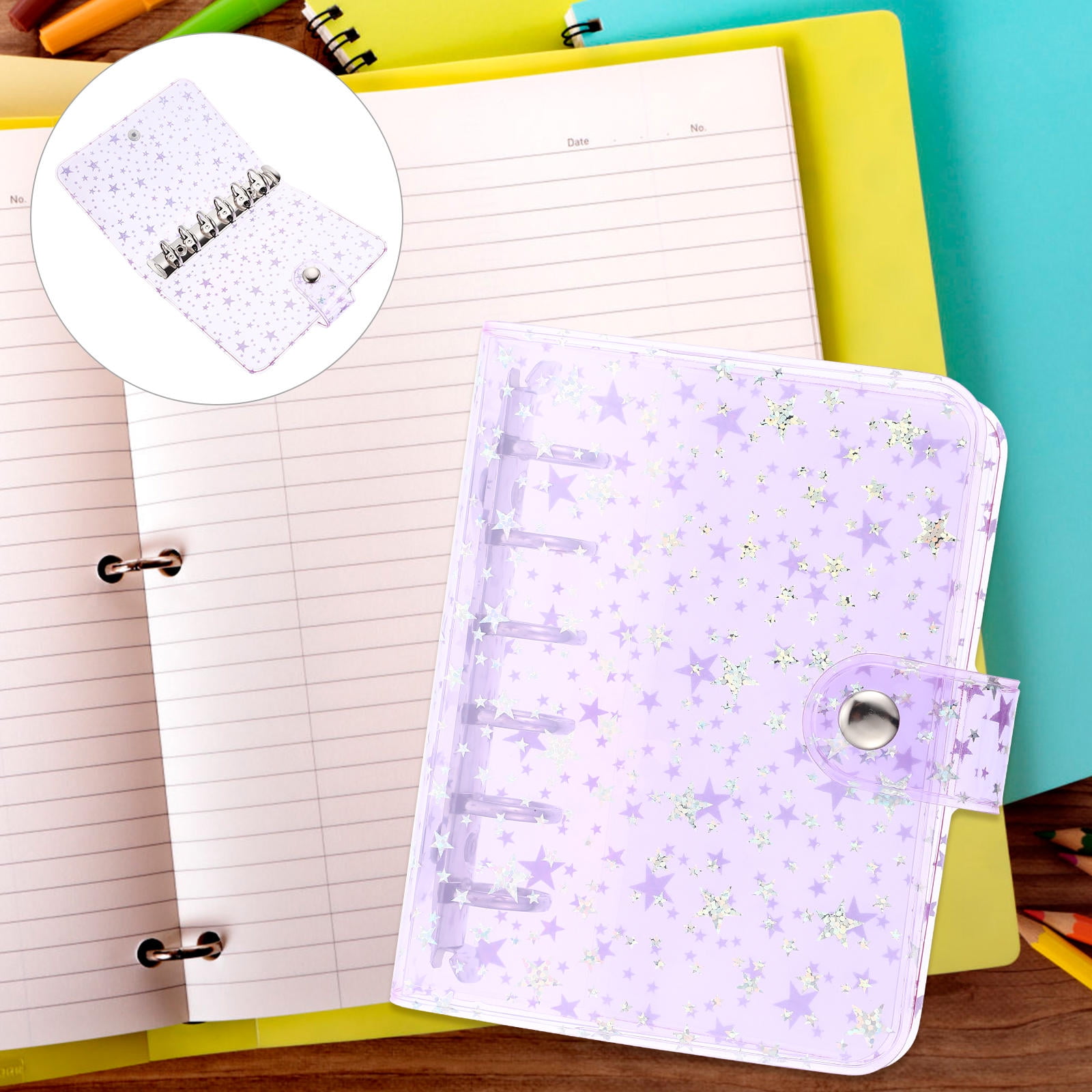 UPOUART Book Binder Cover Purple PVC with Snap Button Design for ...