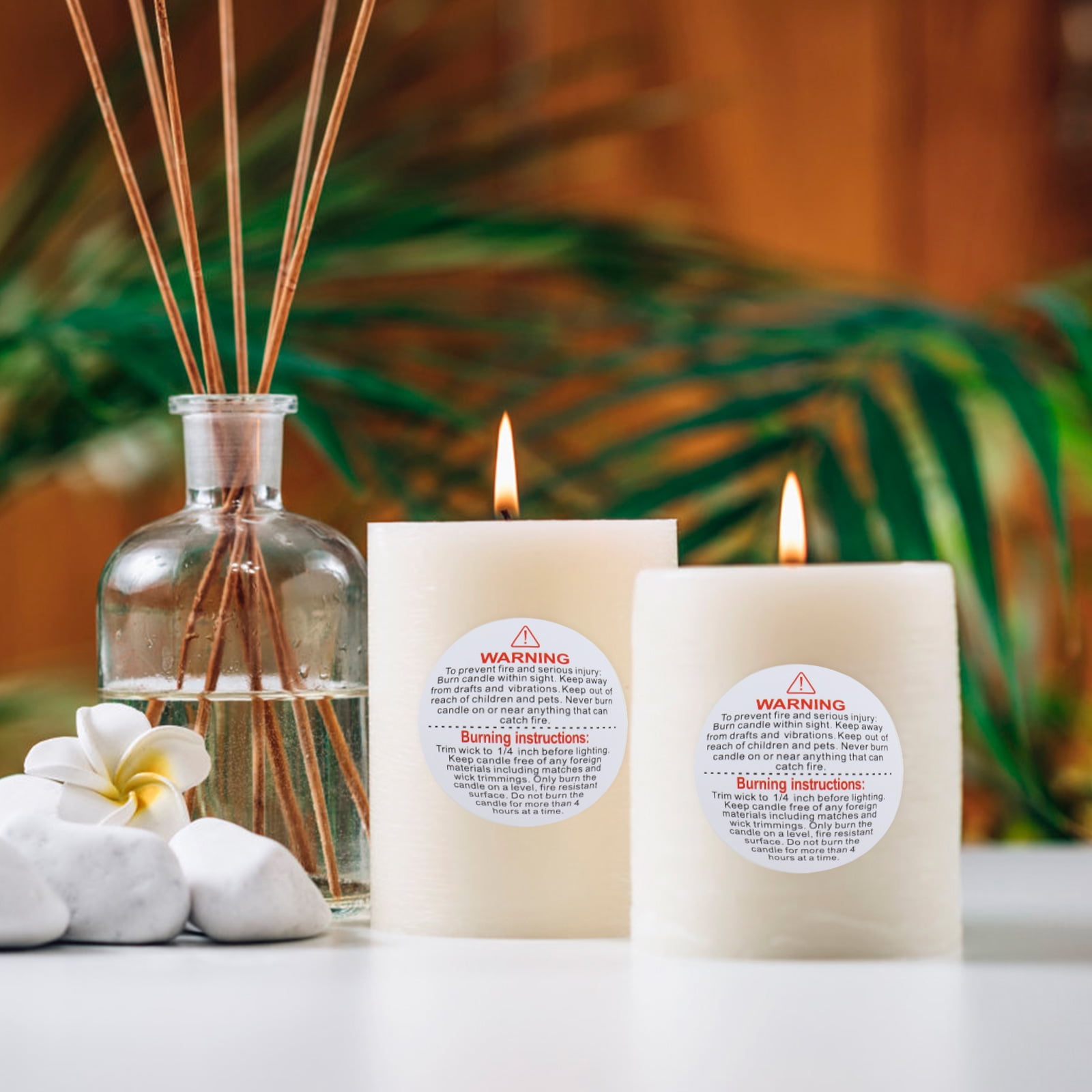 UPOUART Candle Use Caution Stickers 1 Roll Paper Material Multi Color ...