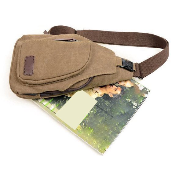 UPOUART Canvas Crossbody Bag in Coffee with Alloy and Hard Plastic for ...
