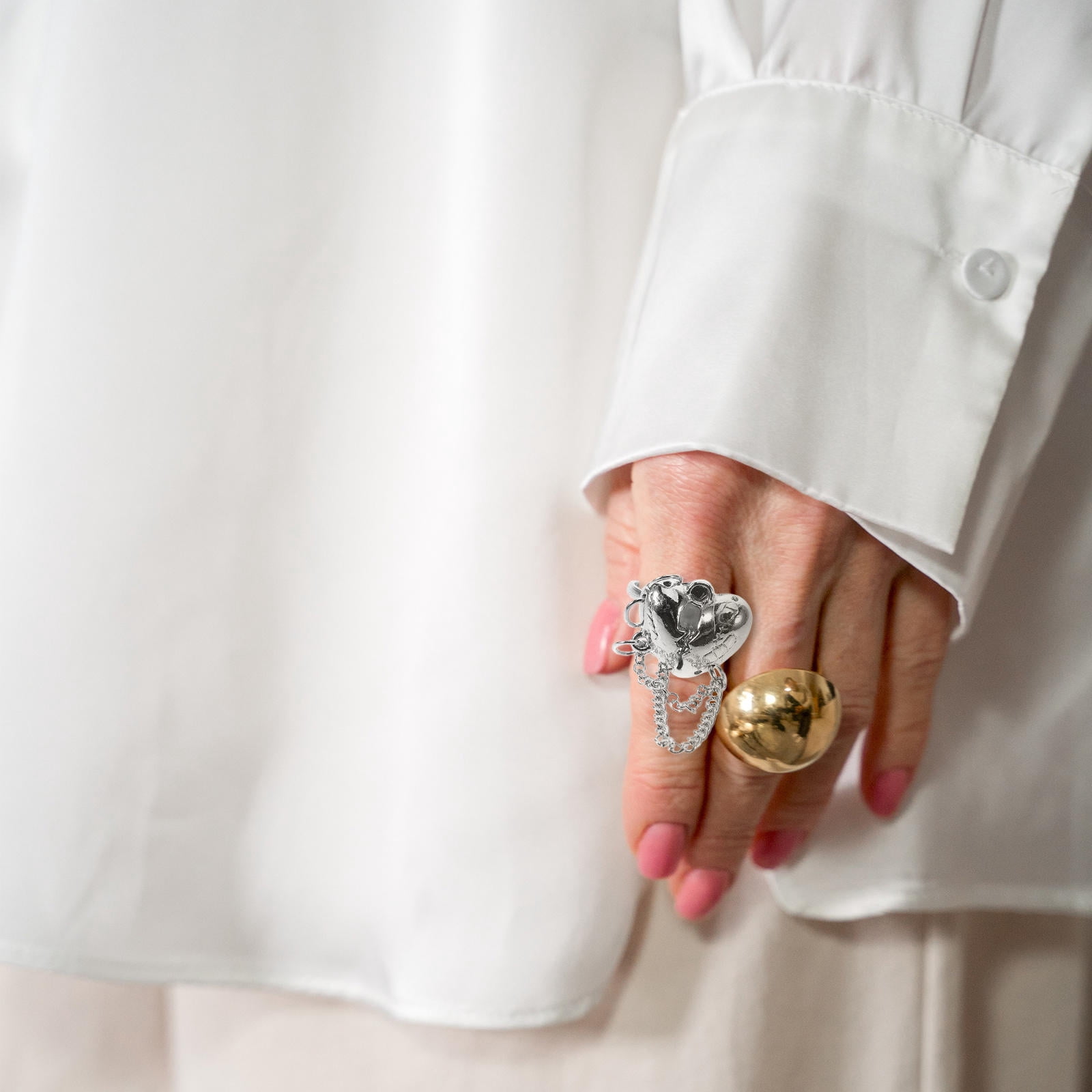 UPOUART Copper Open Chain Finger Ring in Plated with Broken Heart for ...