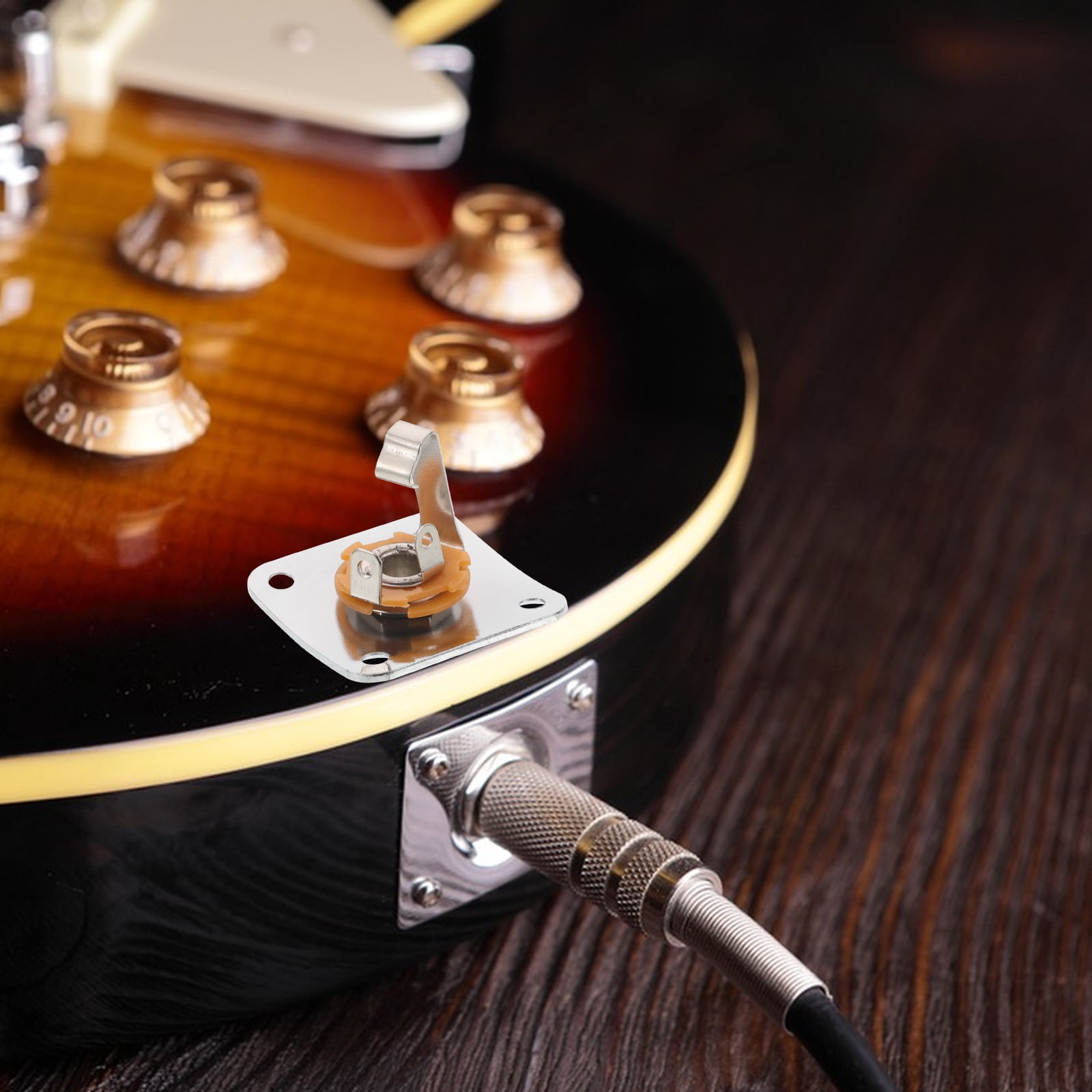 UPOUART Electric Guitar Output Jack Plate Silver Metal Connector Socket ...