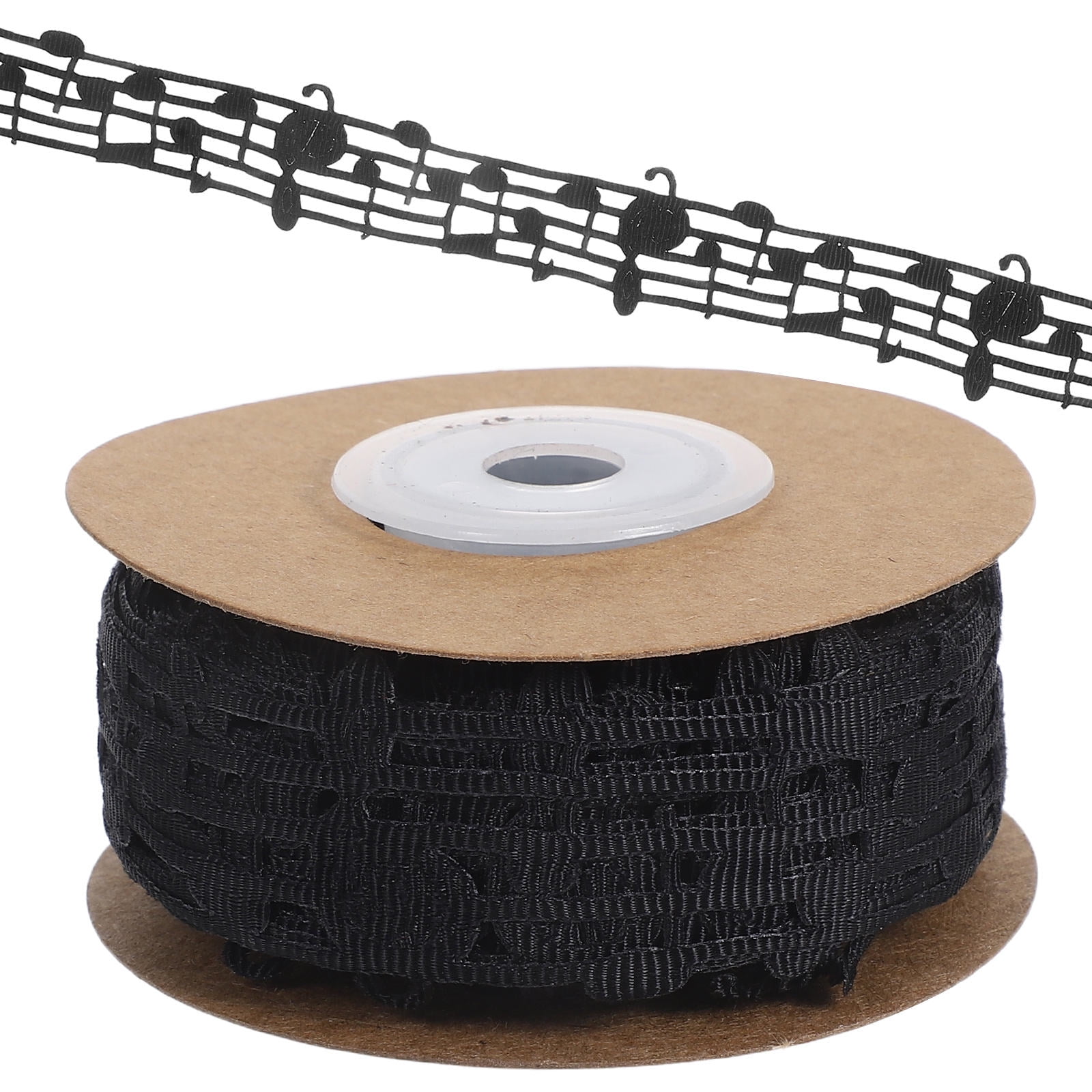 UPOUART Black Musical Note Ribbon with Embossed Design for Crafting and ...