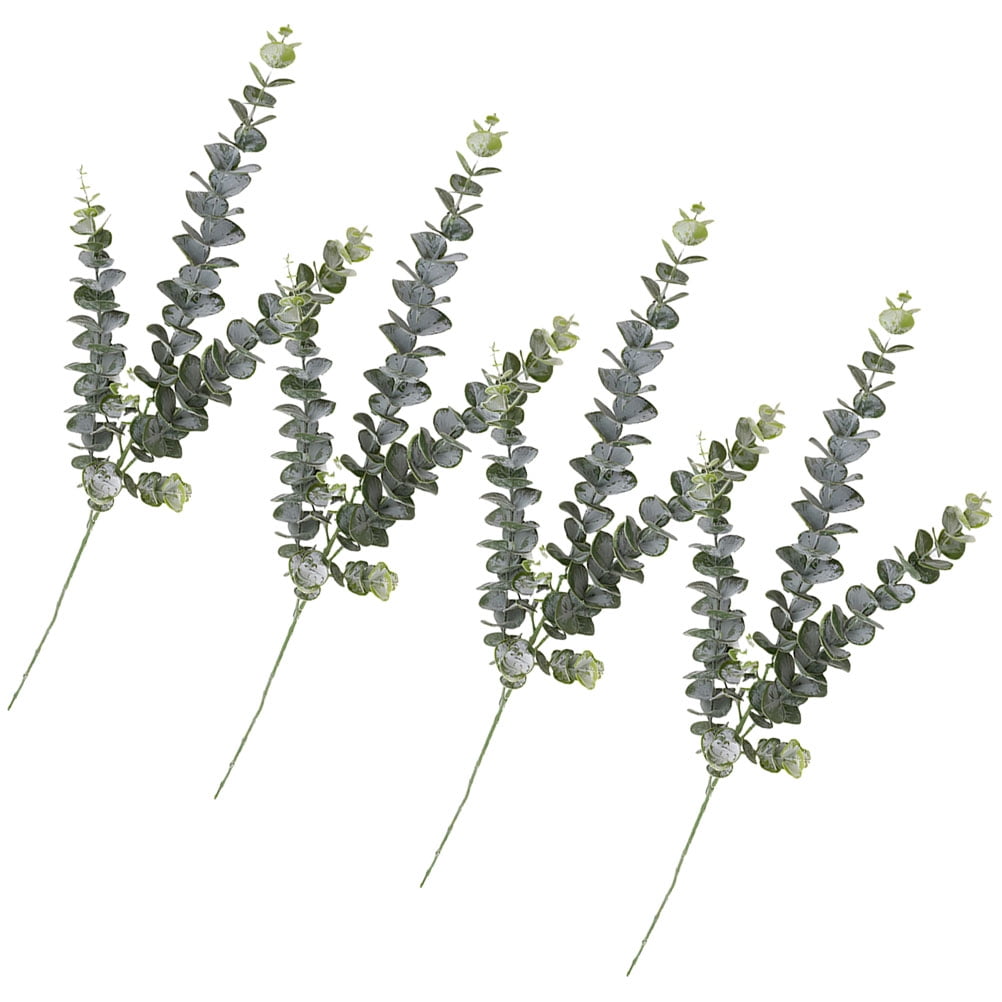 UPOUART Faux Floral Stems 4pcs Dark Green Iron Flower Arrangement for ...