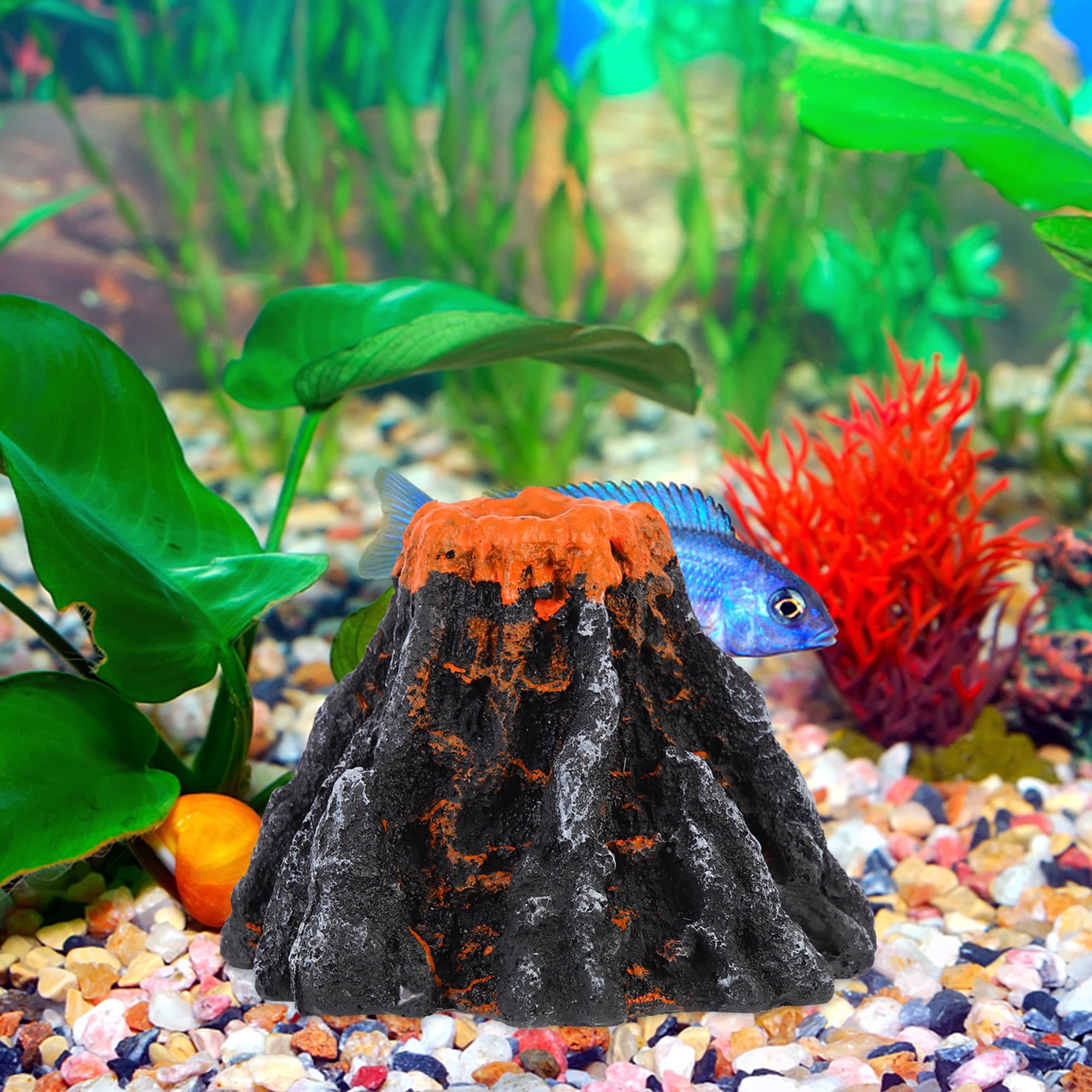 UPOUART Fish Tank Volcanic Decor Realistic Volcanic Decoration Aquarium ...
