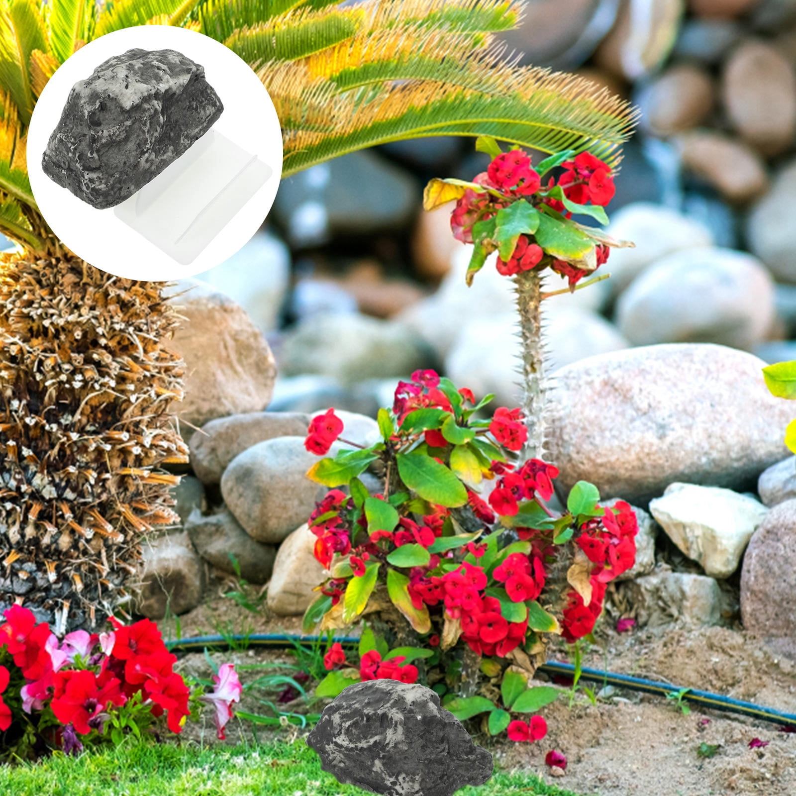 UPOUART Garden Key Storage Box Black Resin Stone Key Hider Outdoor Yard ...