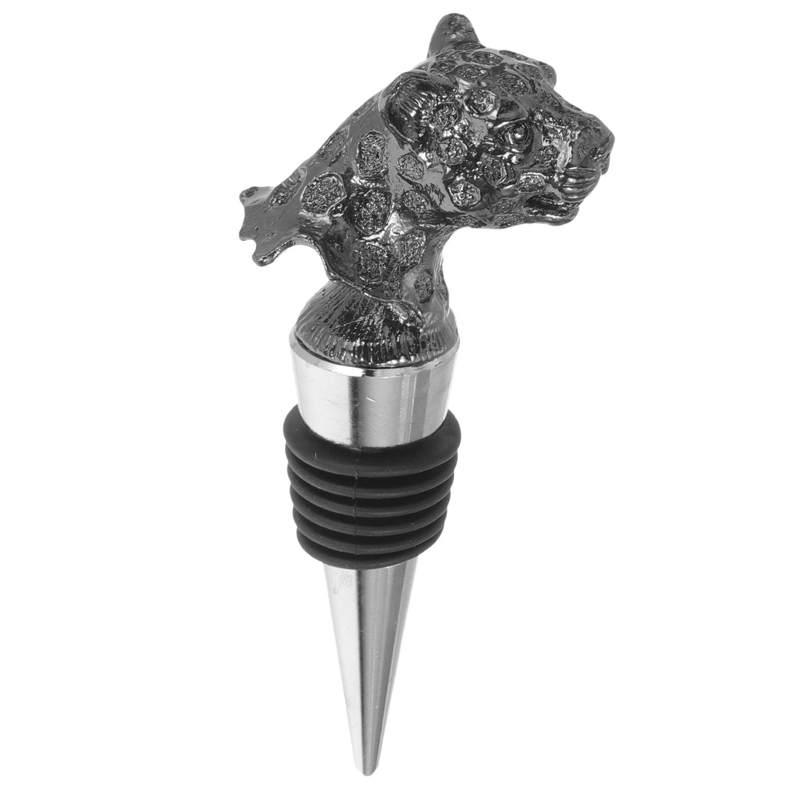 UPOUART Decorative Bottle Stopper Leopard Head Silver Zinc Alloy 1Pcs ...