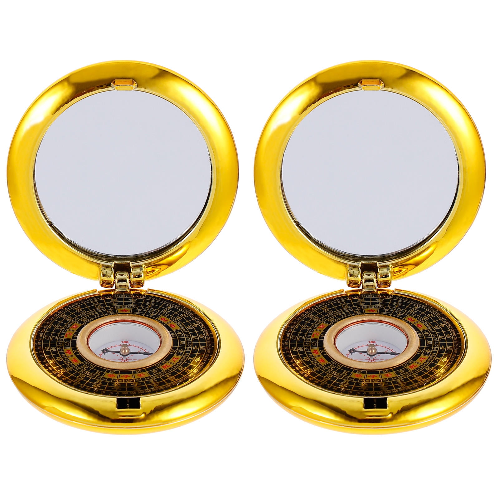 UPOUART Golden Copper Mirror Compass for Outdoor Use with Feng Shui ...