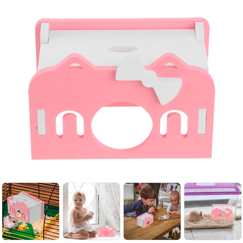 UPOUART Hamster Hideout Habitat Hideout House Wooden Pink Hiding Space ...