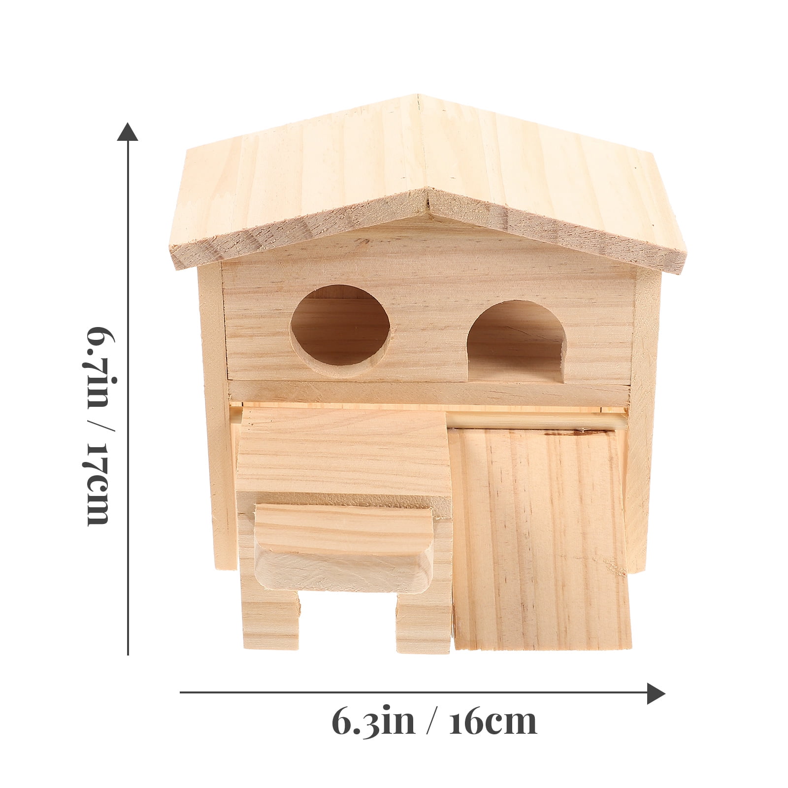 UPOUART Light Yellow Wooden Hamster Castle with Double Decks, Safe ...