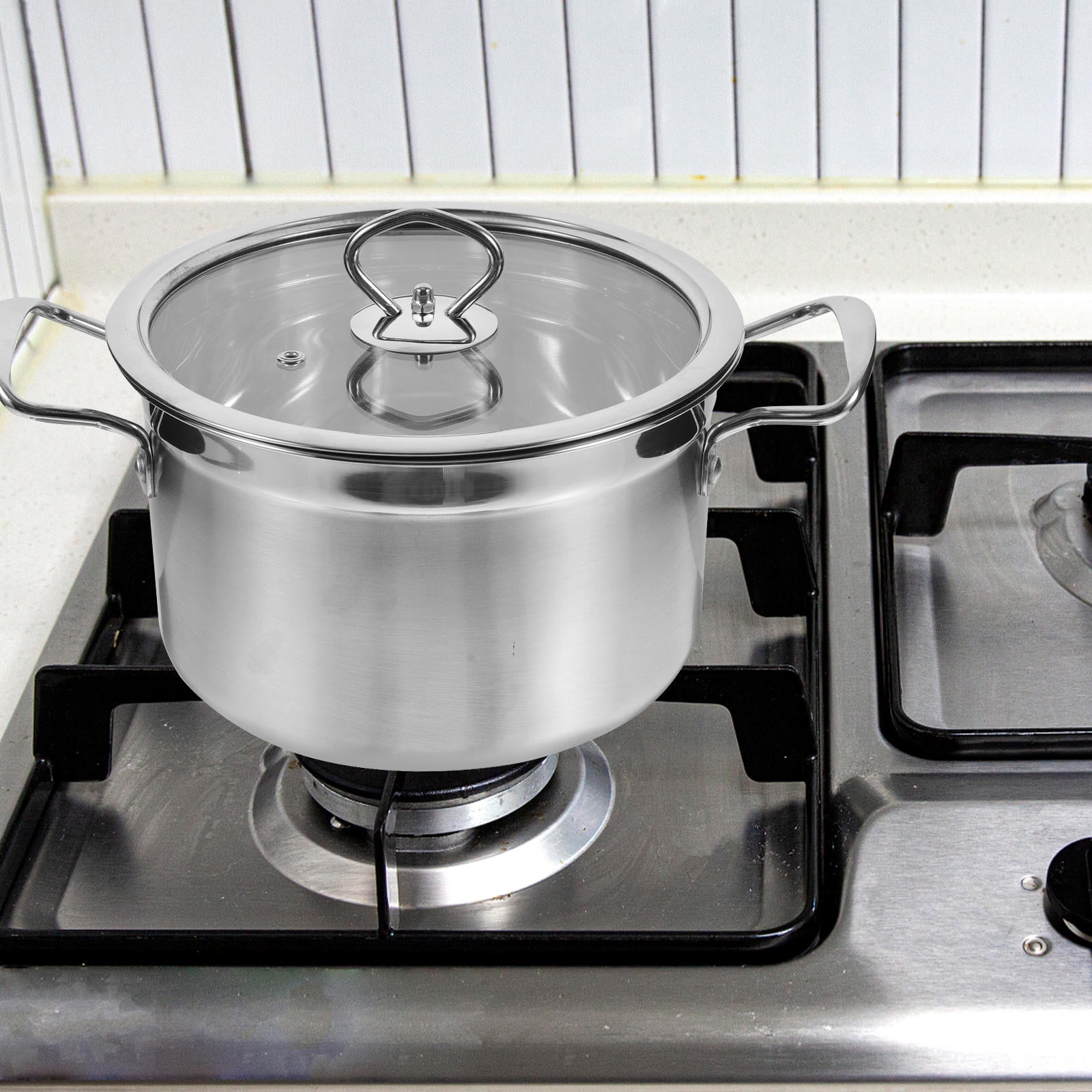 UPOUART Metal Stock Pot Silver Cooking Pot with Lid Rectangular Bottom ...