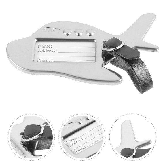 UPOUART Metal Suitcase Name Tag Light Grey Airplane Luggage Tag with Id ...