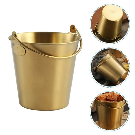 UPOUART Golden Metal Bucket for French Fries, Snacks, and Food Storage ...