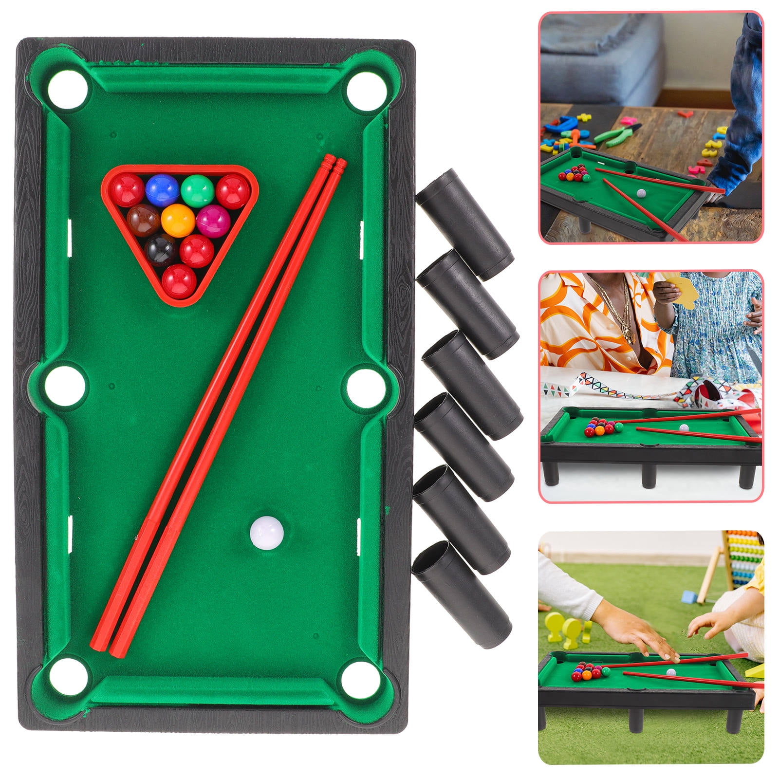 UPOUART Miniature Kids Pool Table Set 1Set Assorted Color Plastic ...