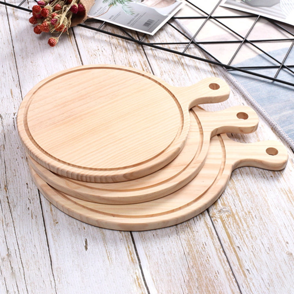 UPOUART Natural Wood Round Cheese Board with Handle for Kitchen and ...