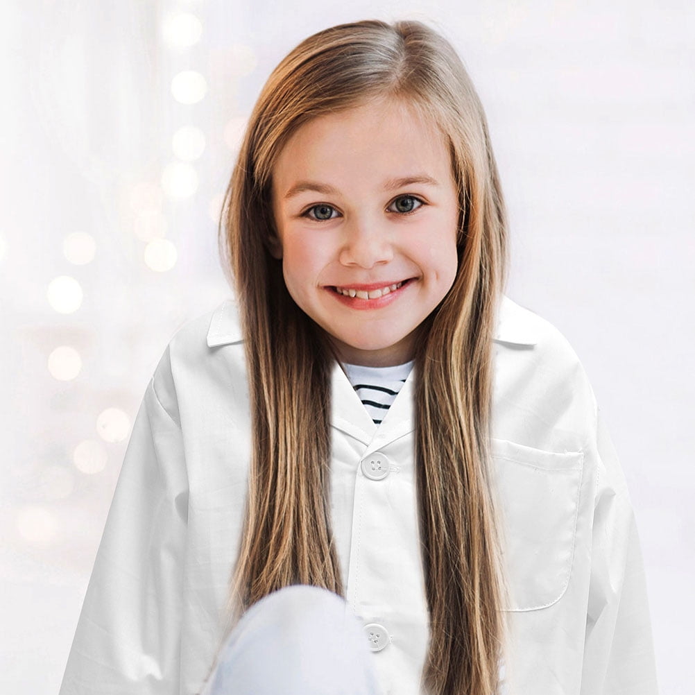 UPOUART Outlets Dress Up Kids Lab Coat White Polyester Cotton 62In Body ...