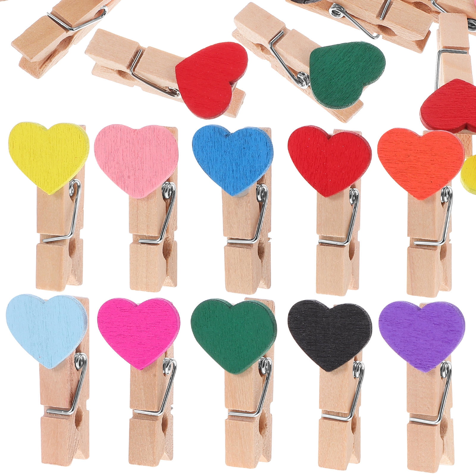 UPOUART Mini Photo Pegs Mini Wooden Clips Assorted Color 50 Pcs for DIY ...