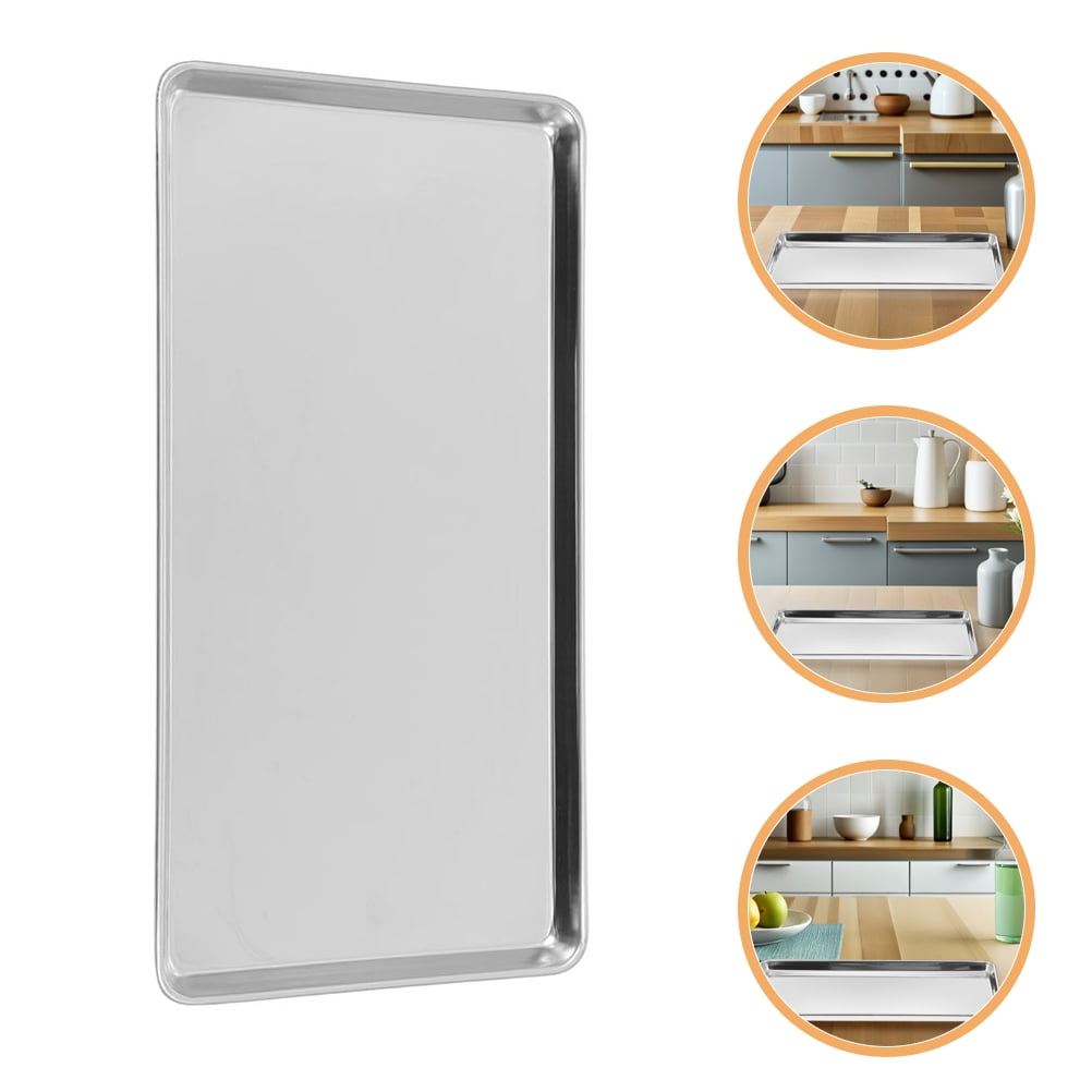 UPOUART Plated Silver Stainless Steel Food Plate Rectangular Tray for ...