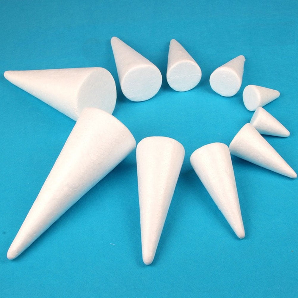 UPOUART Polystyrene Cones for Crafting 4Pcs Cone Shape Foams White 9 ...