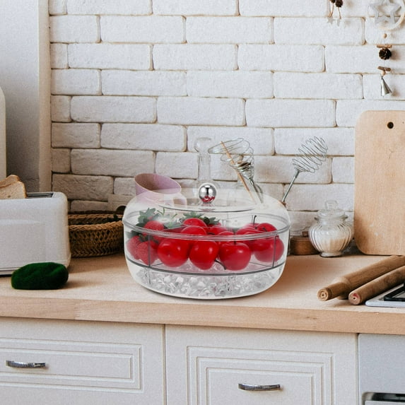 UPOUART Round Snack Box Compartment Chilled Serving Tray For Fruit ...