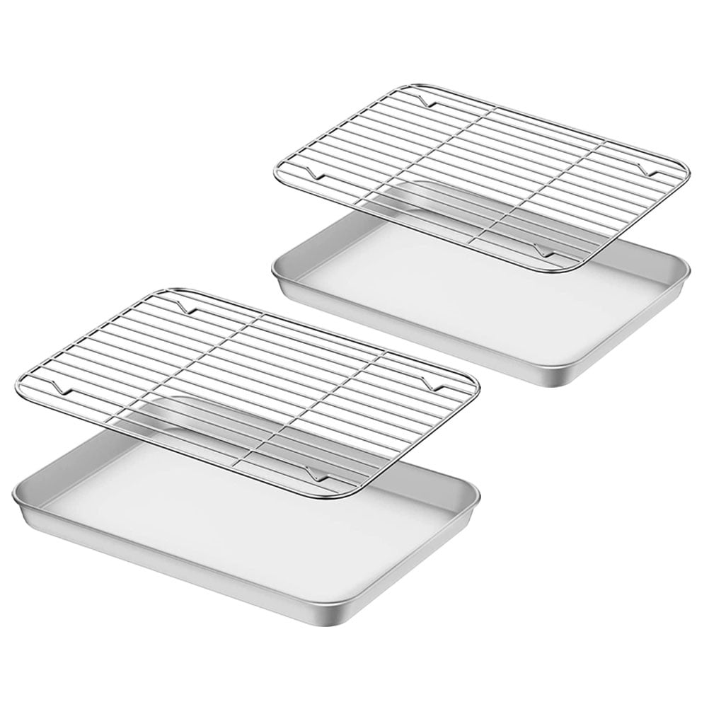 UPOUART 2-Pack Stainless Steel Sheet Pans for Baking, Rectangular Non ...