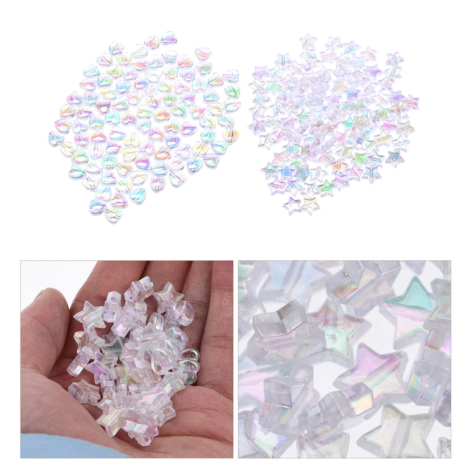 UPOUART Simple Design 400Pcs Star and Heart Spacer Beads for Valentine ...