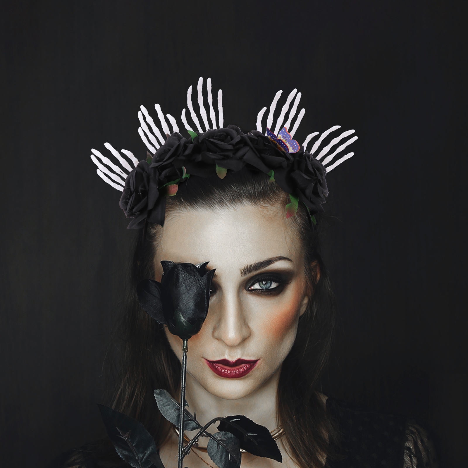 UPOUART Skull Hand Headband Black Cloth Plastic 24x8.3in 1Pack Hair ...