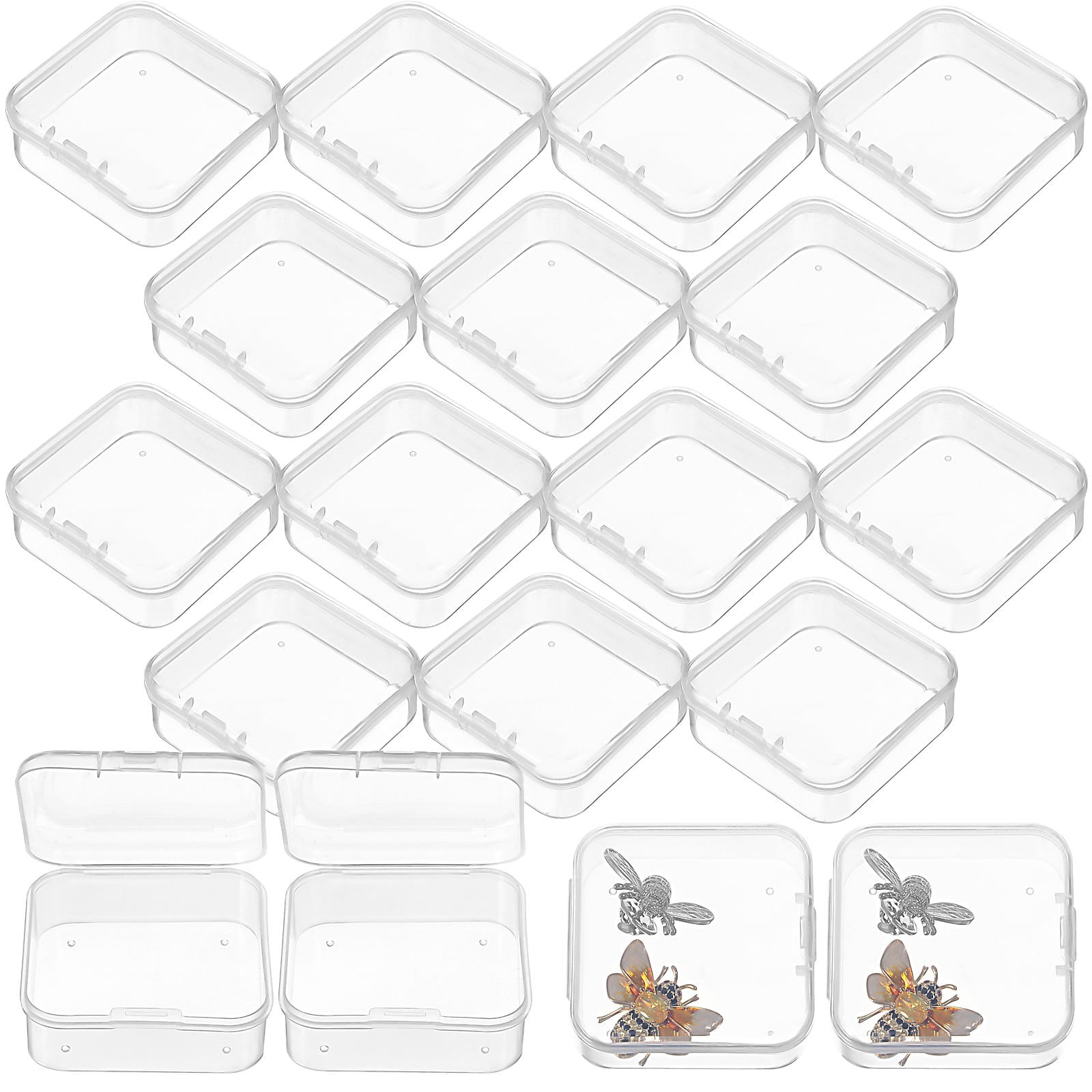 UPOUART Portable Stackable Transparent PVC Craft Storage Box 24Pcs ...