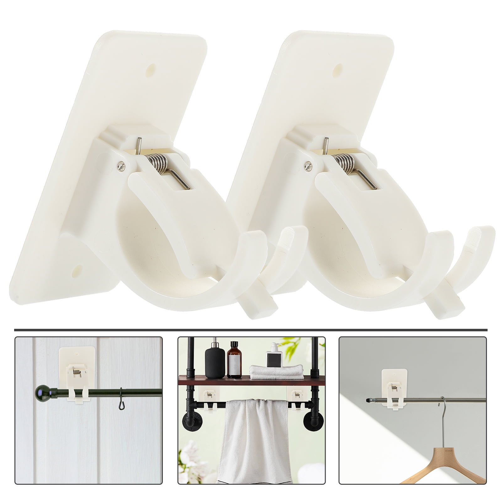 UPOUART Sticky Curtain Rod Holders For Wall 2Set White Abs Multi ...