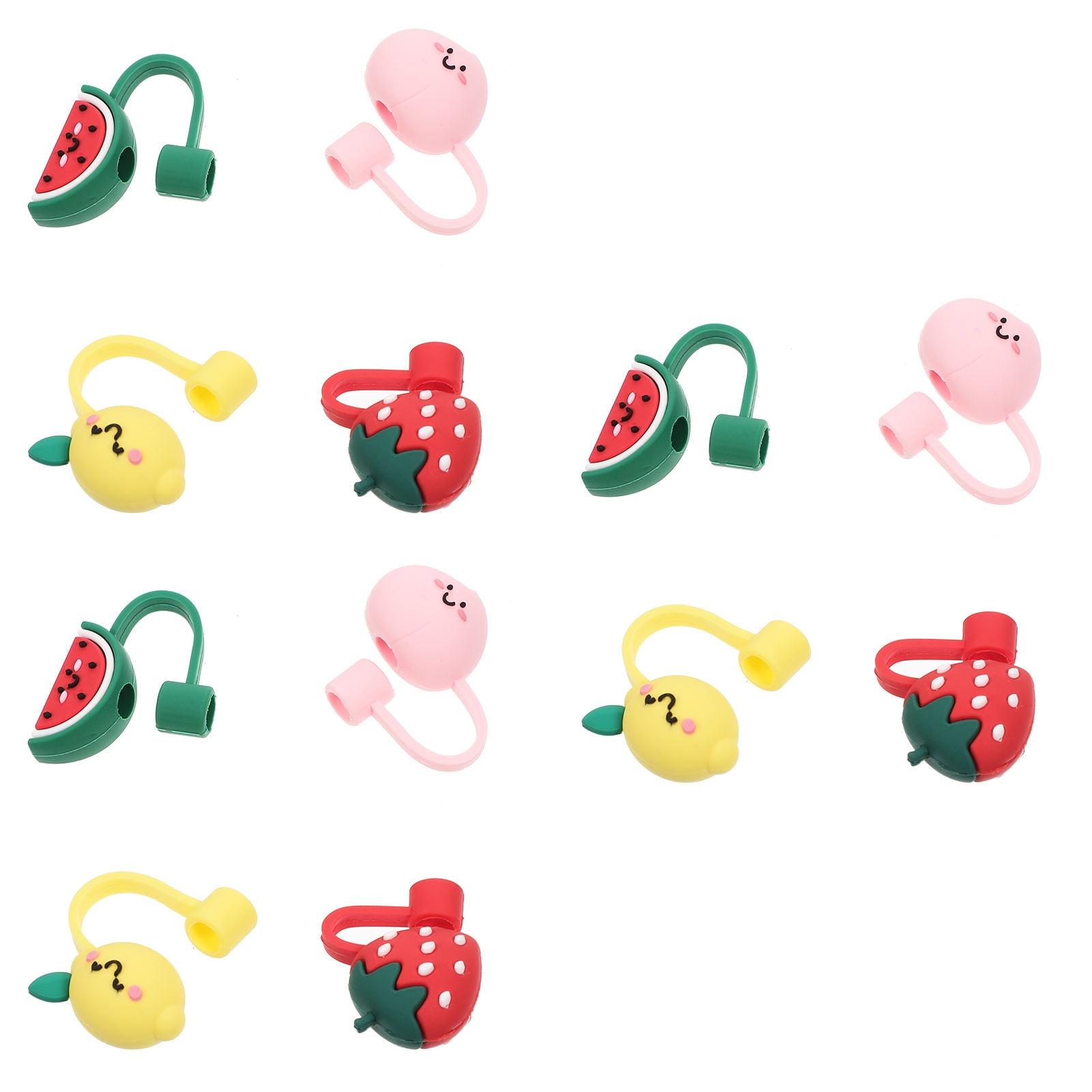 UPOUART Straw Tips End Cover 12Pcs Assorted Color Simple Shape Silicone ...