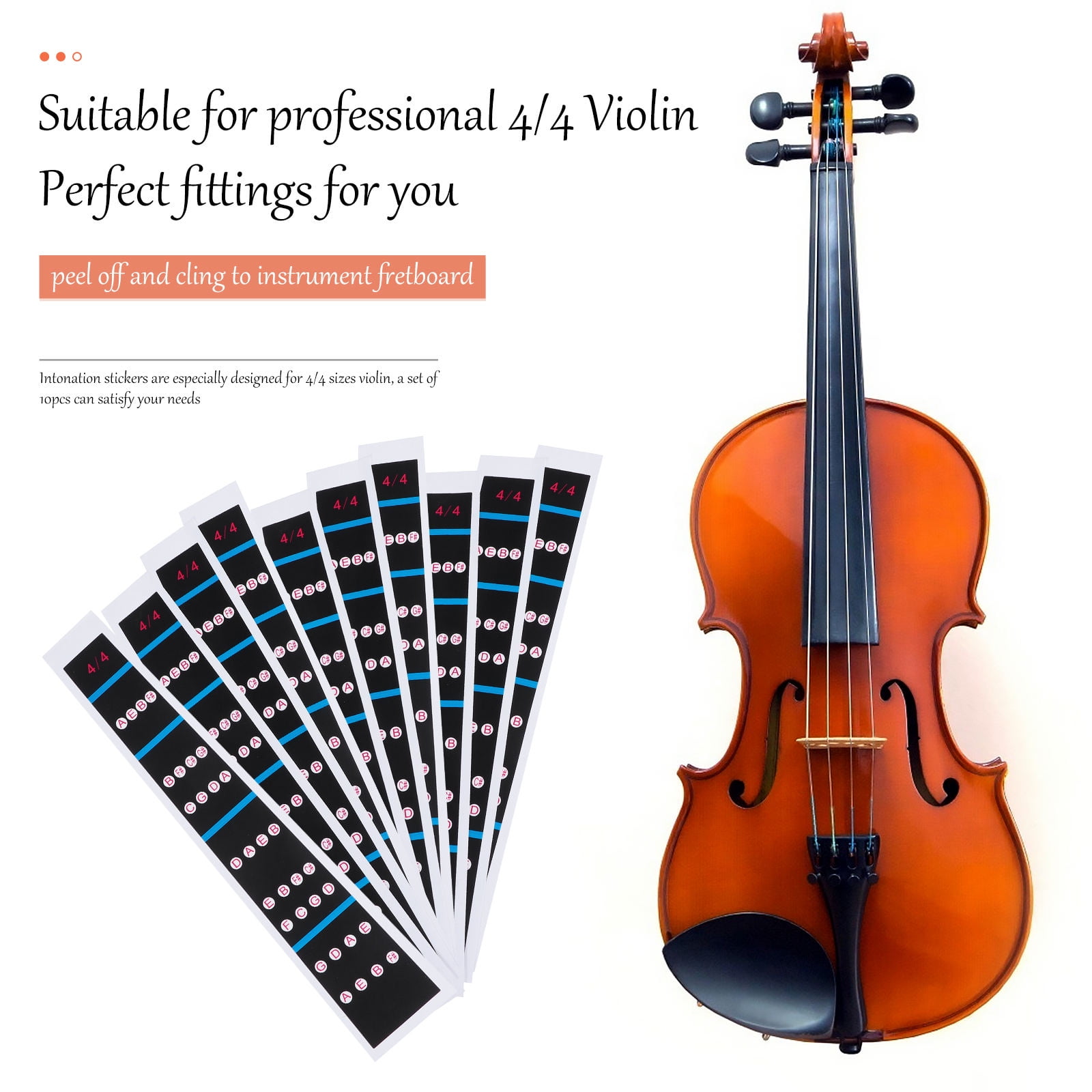 UPOUART Violin Fiddle Finger Guide Sticker 10 Sheets Assorted Color for ...