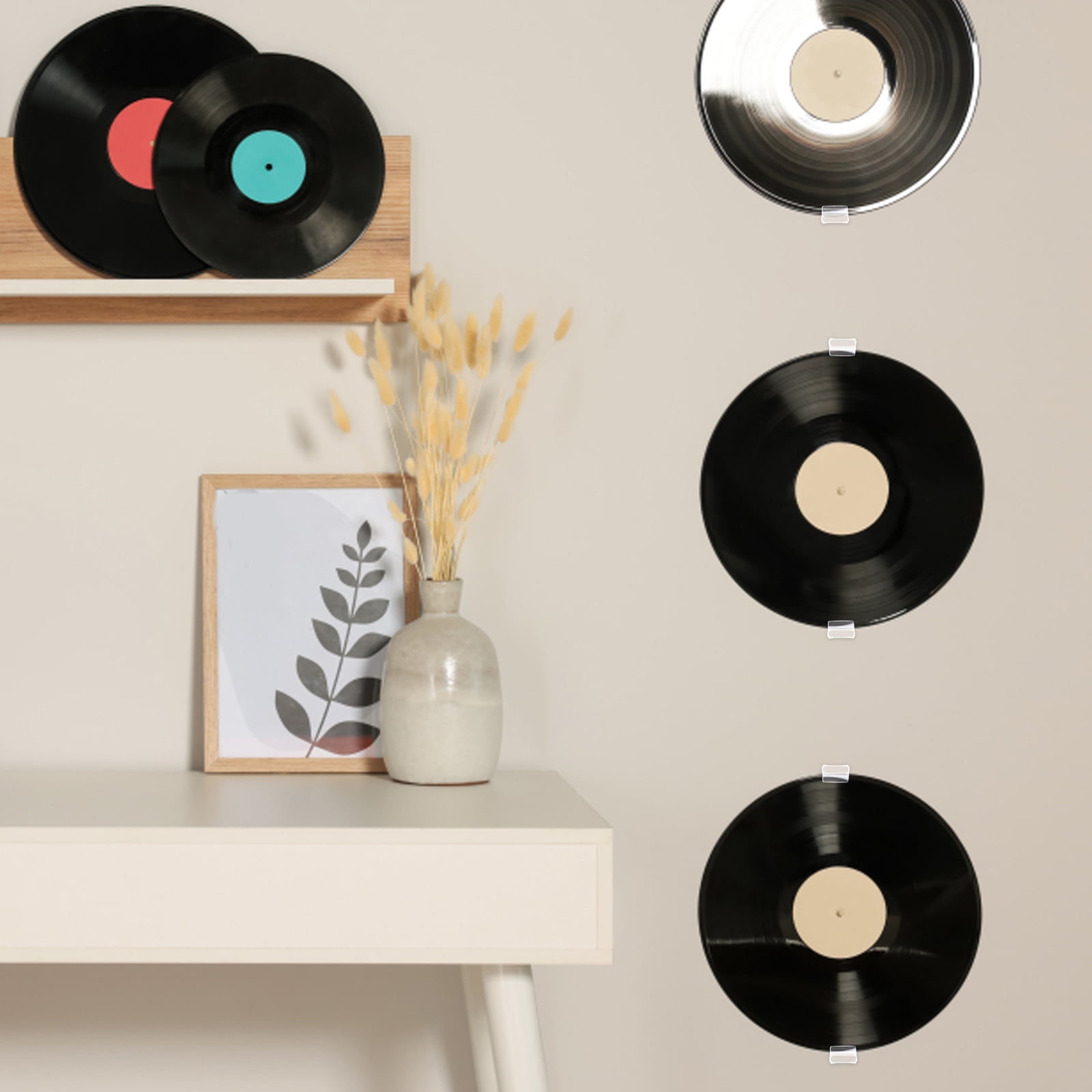 UPOUART Wall Mounted Vinyl Record Shelf 12Set Clear Acrylic Storage ...
