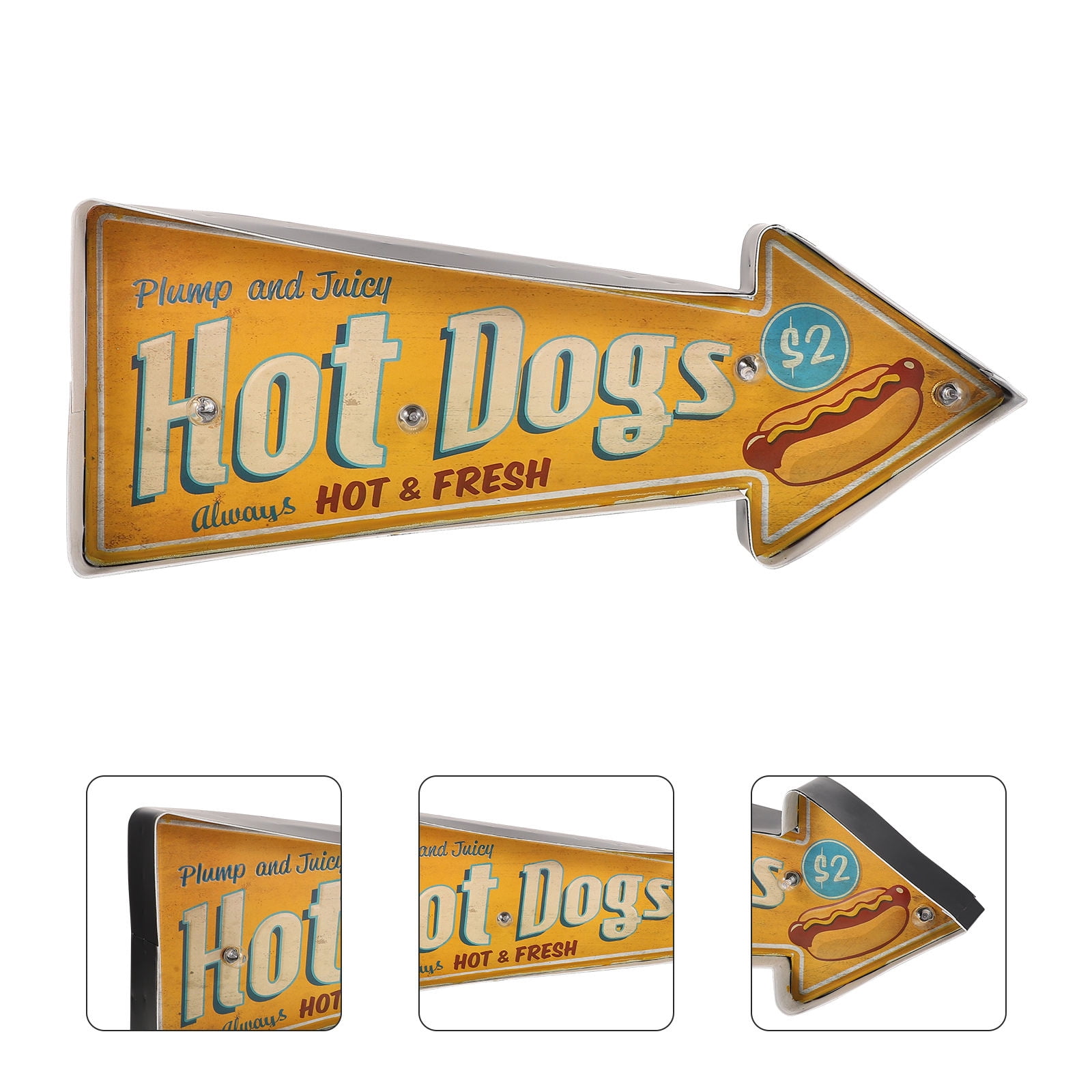 UPOUART hot dog home decor Light Board Iron Wall Decor American Retro ...