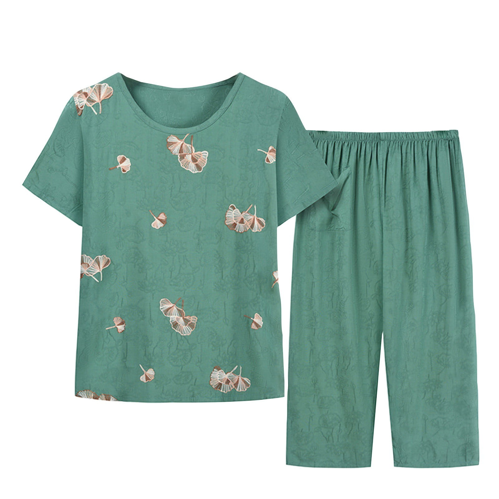 UPPADA 2 Piece Comfy Sets for Women Solid Short Sleeve Shirts and Long ...