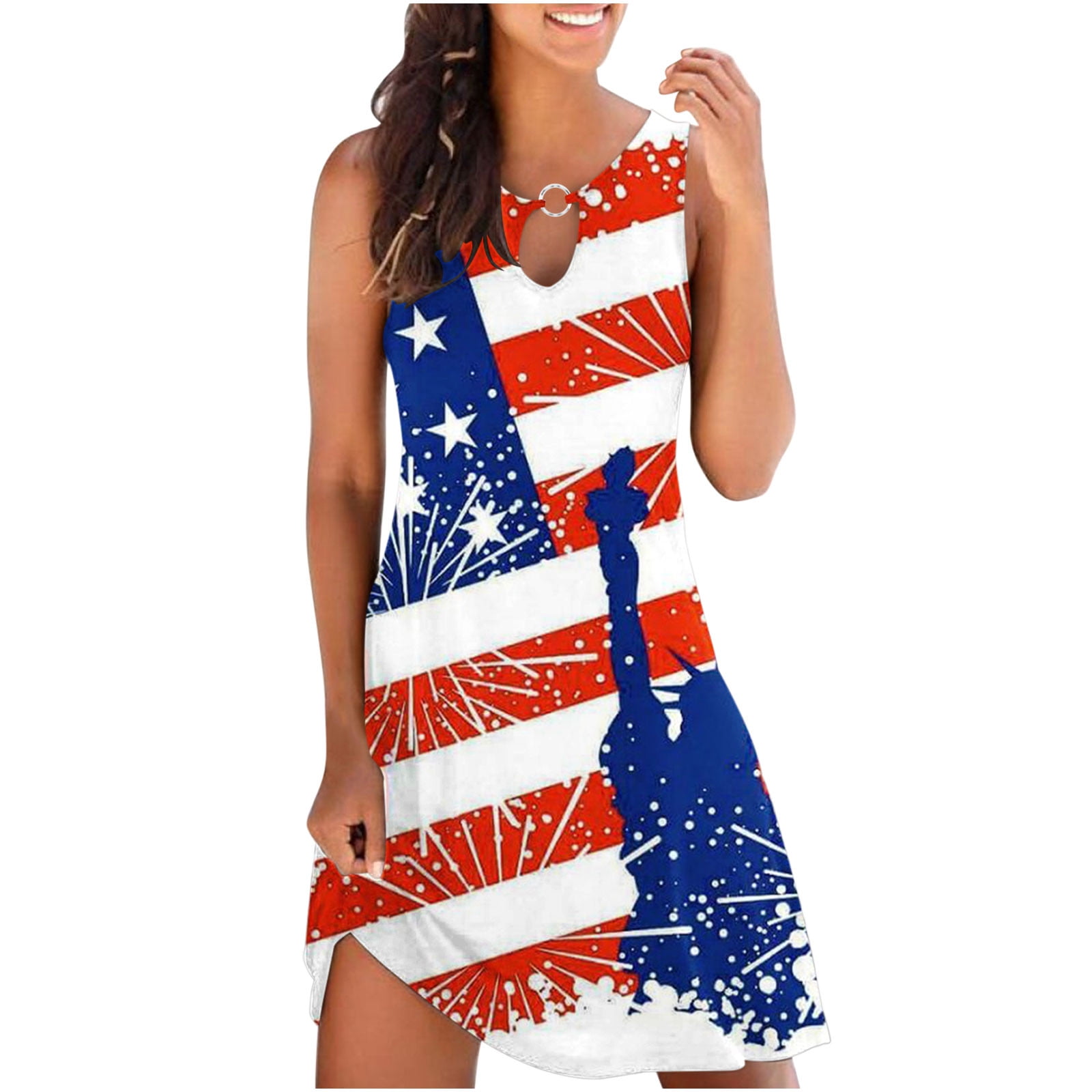 UPPADA 4th of July Dress Women Independence Day Sundresses Summer ...