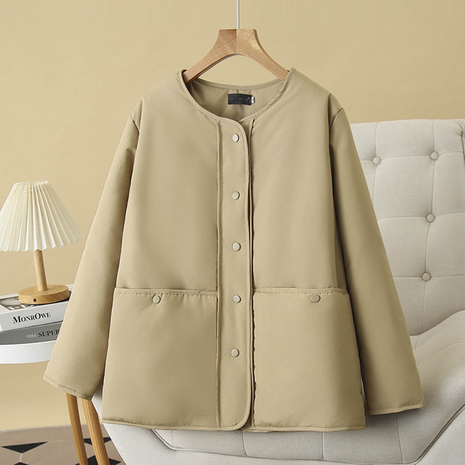 UPPADA Casual Quilted Jackets for Women Button Down Fall Puffer Jacket ...