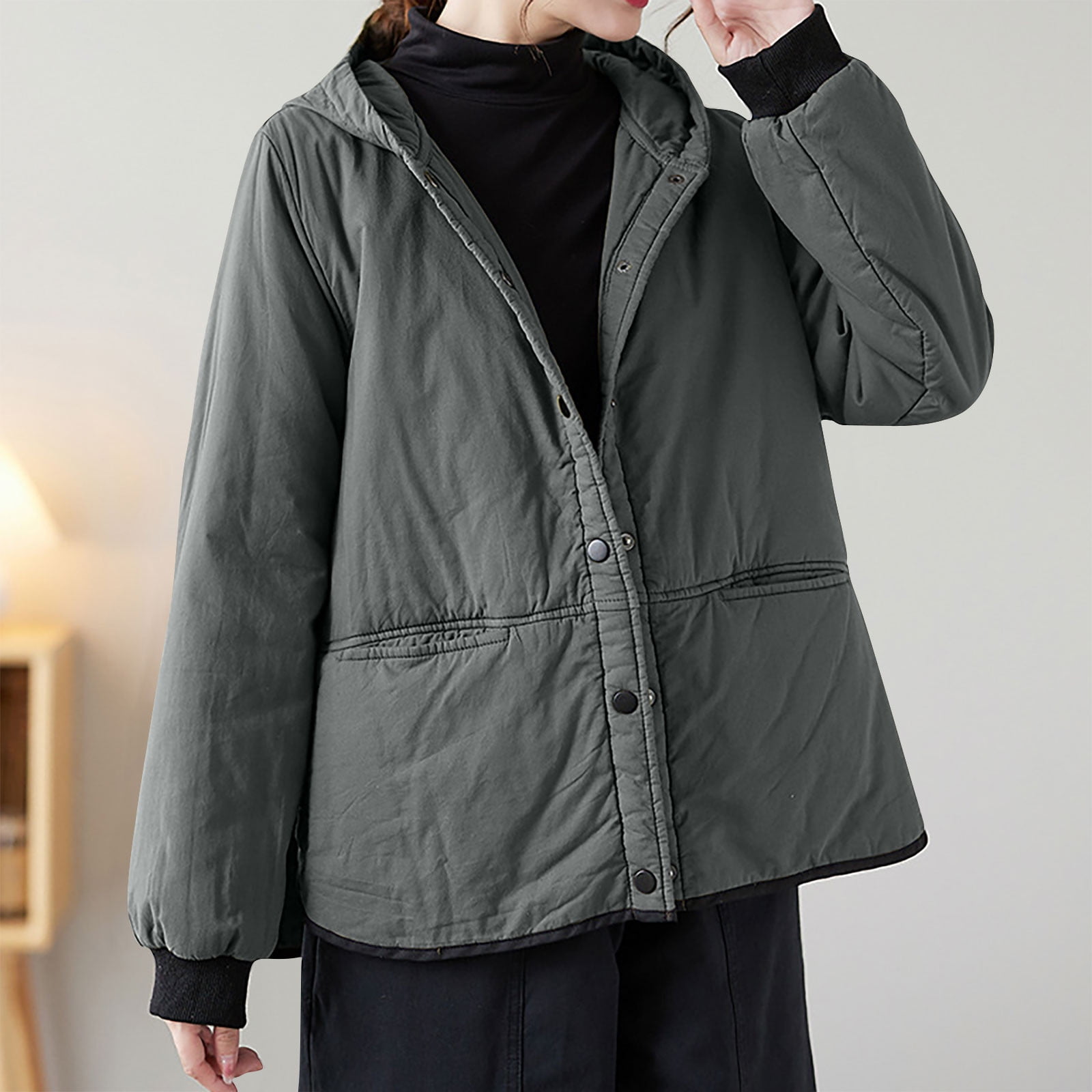 UPPADA Cropped Puffer Jacket Women's Packable Lightweight Full-Zip ...
