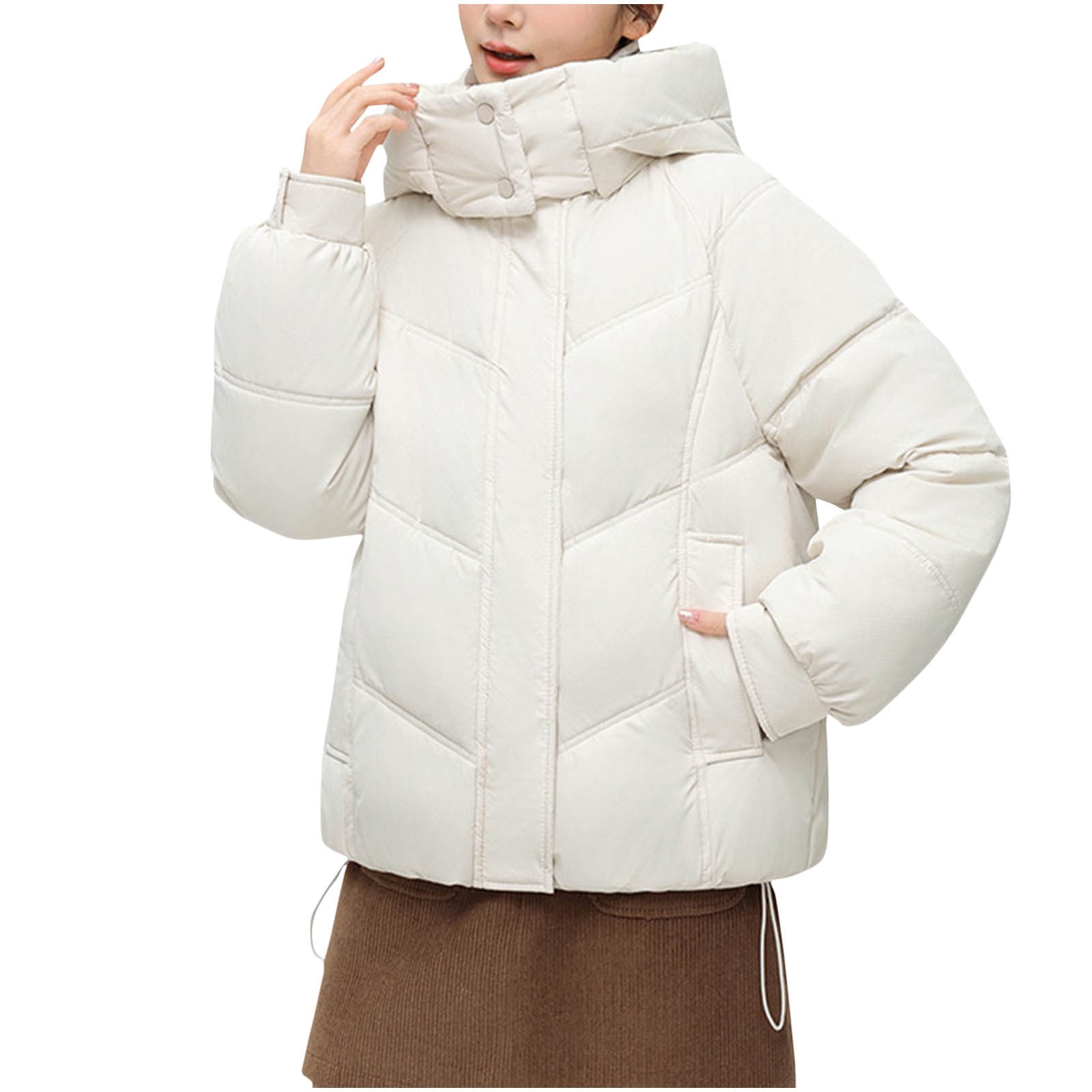 UPPADA Cropped Puffer Jacket Women's Packable Lightweight Full-Zip ...